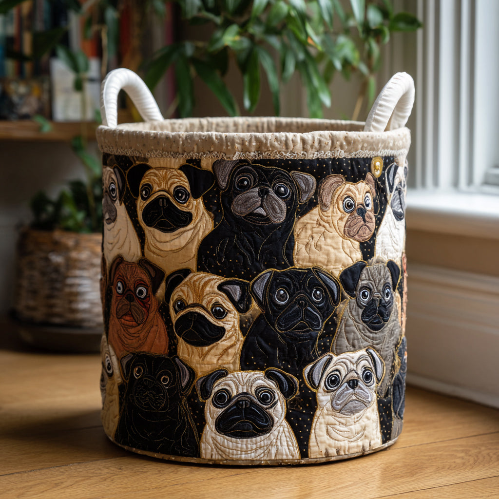 Pug Moments Quilted Laundry Basket NCU0DV1657 – Quiltnest