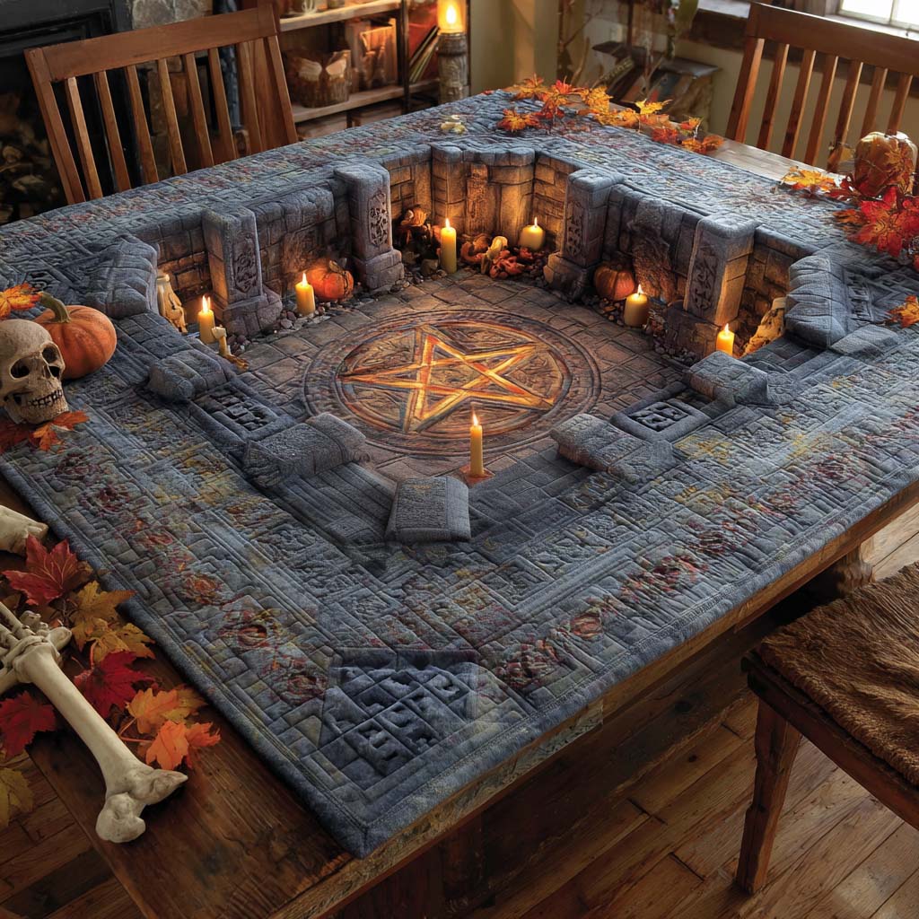 Ritual Pentagram Cellar Quilted Table Topper NCU0NXD382 – Quiltnest
