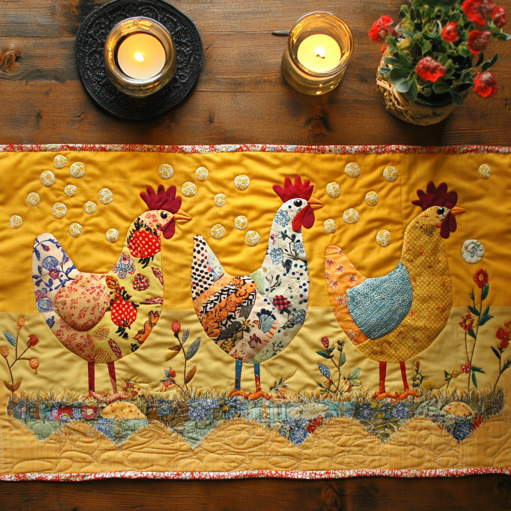 Rooster Parade Quilted Table Runner NCU0NVH119 – Quiltnest