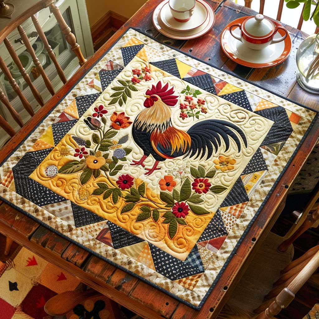 Rooster Rise Quilted Table Topper NCU0DV725 – Quiltnest