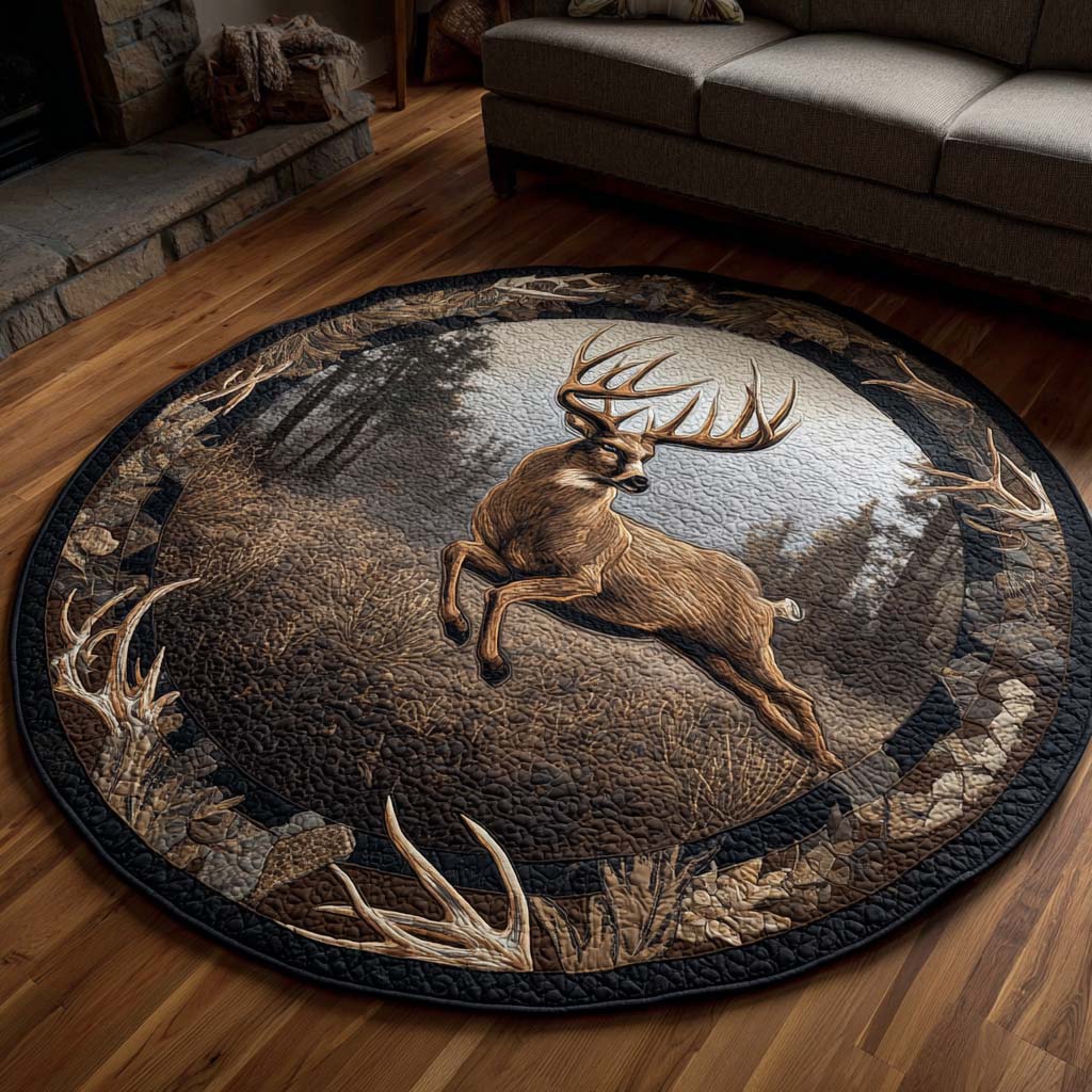 Running Deer Quilted Round Mat NCU0NNT1797 – Quiltnest
