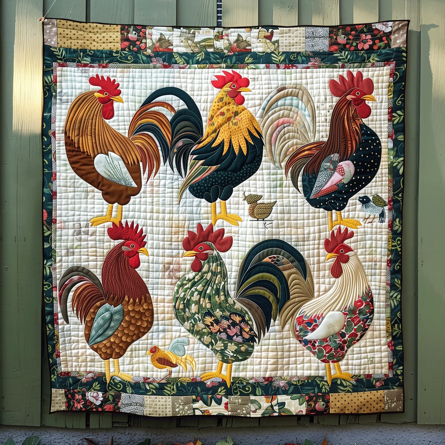 Rural Rooster Quilted Blanket NCU0TH977 – Quiltnest