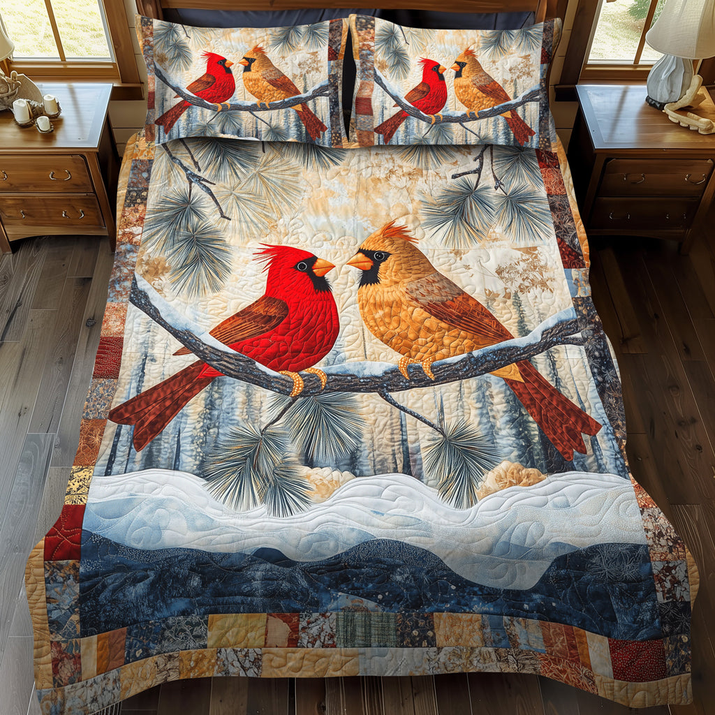Rustic Cardinal 3-Piece Quilted Bedding Set NCU0TL1504 – Quiltnest