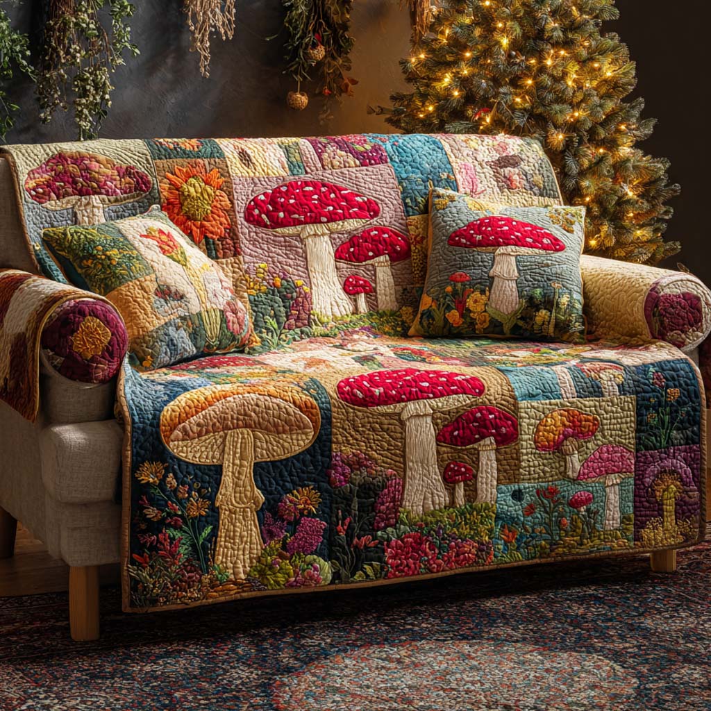 Rustic Fungi Quilted Sofa Cover NCU0NXD1147 – Quiltnest