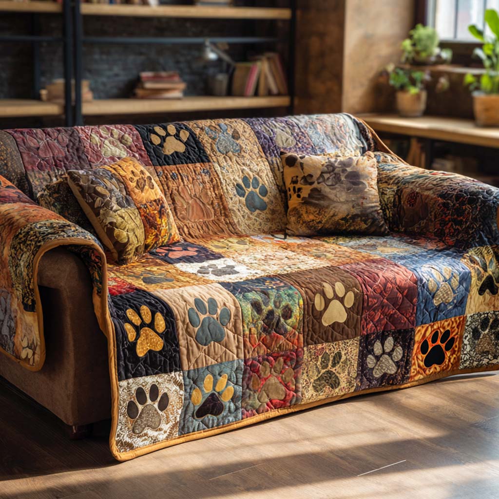 Rustic Paws Quilted Sofa Cover NCU0NXD1298 – Quiltnest