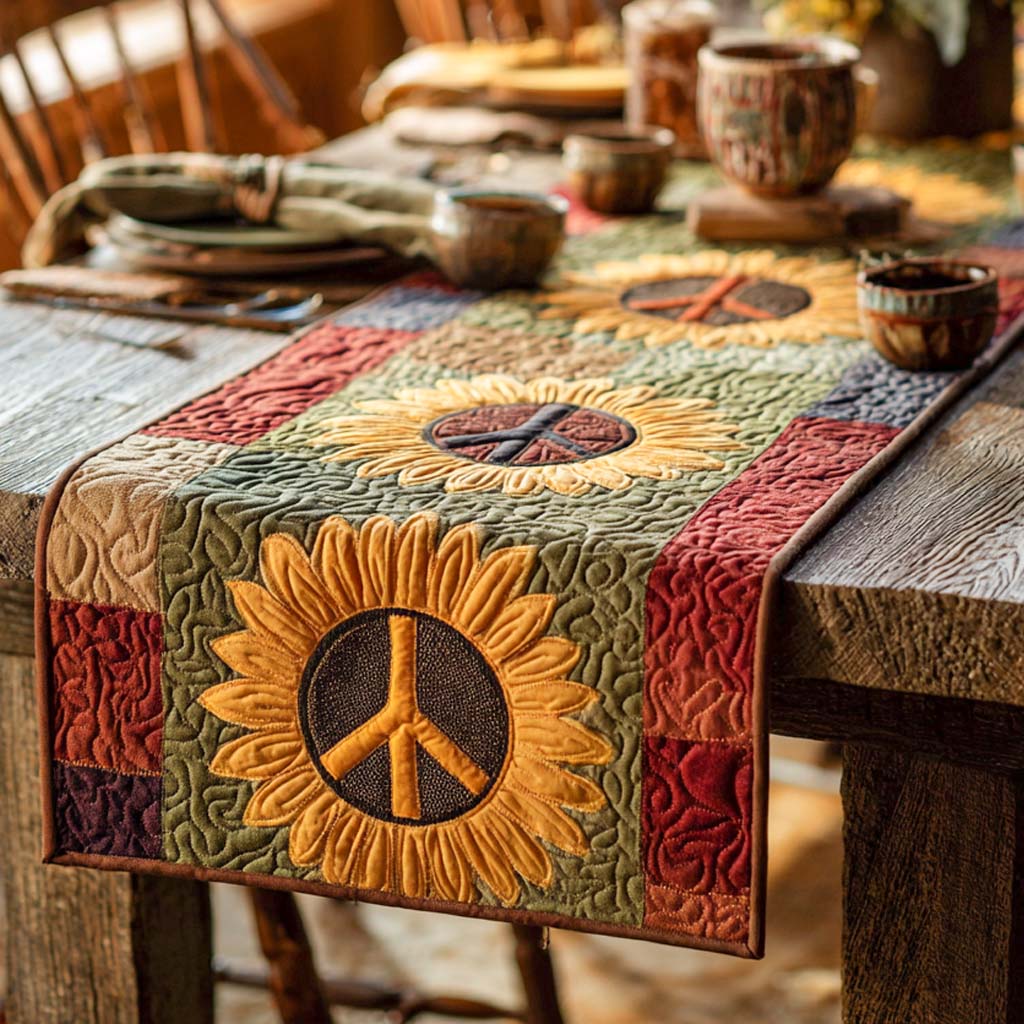 Rustic Peace Quilted Table Runner NCU0NXD471 – Quiltnest