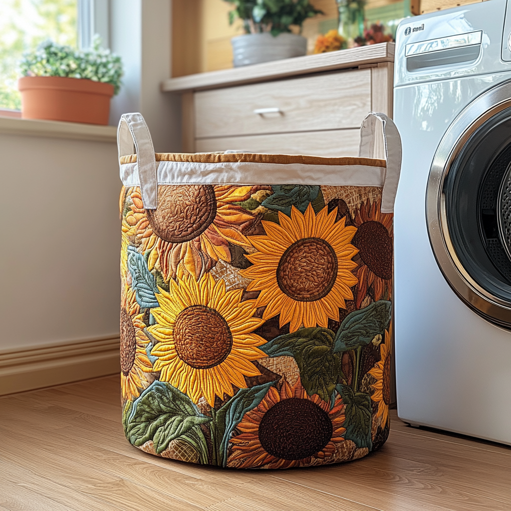 Rustic Sunflower Quilted Laundry Basket NCU0DDK554 – Quiltnest