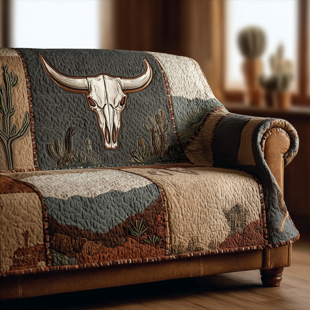 Sagebrush Longhorn Desert Quilted Sofa Cover NCU0LDH045 – Quiltnest