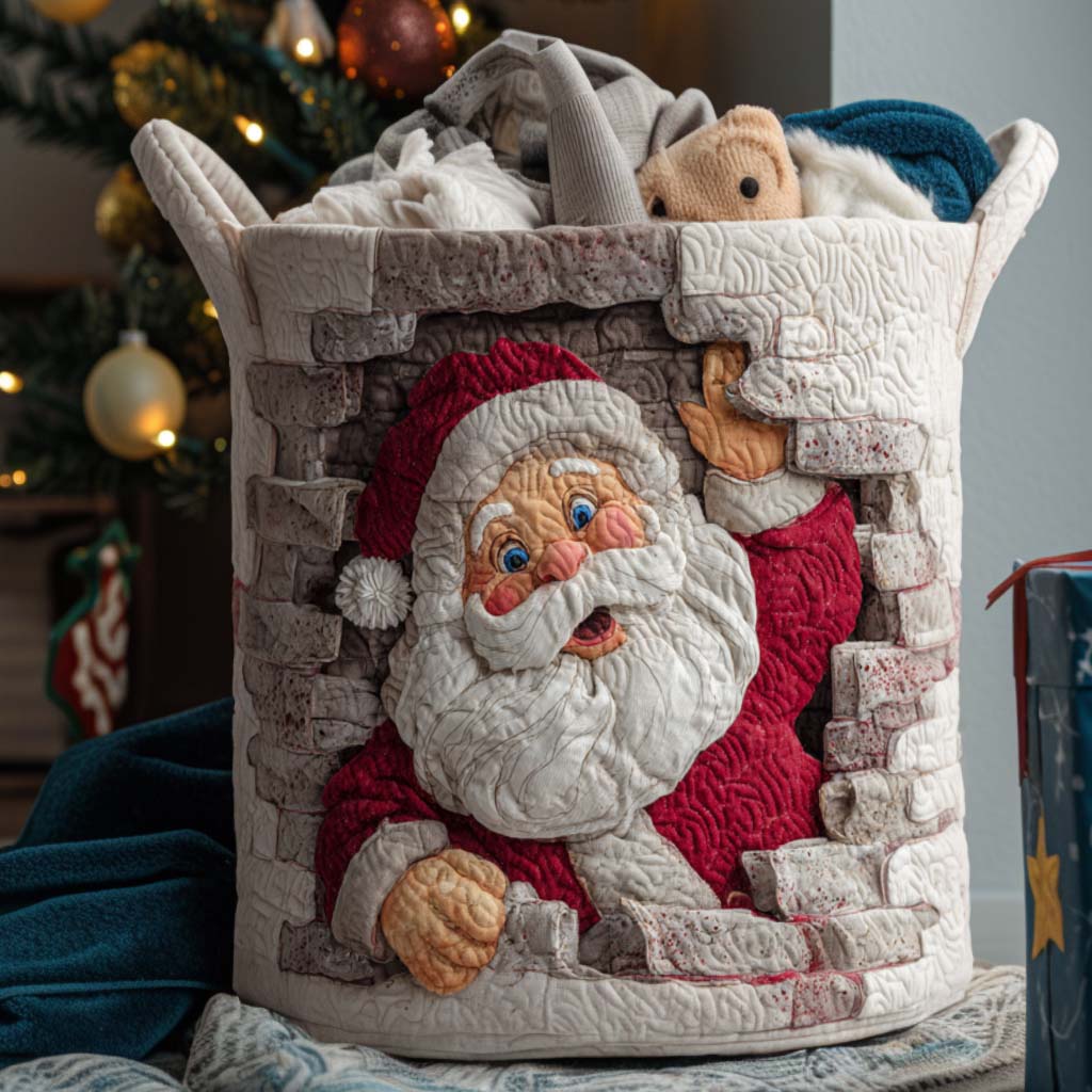 Santa Peek Quilted Laundry Basket NCU0NNT1762 – Quiltnest
