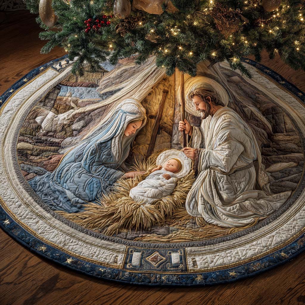 Silent Night Blessing Quilted Tree Skirt NCU0NXD938 – Quiltnest