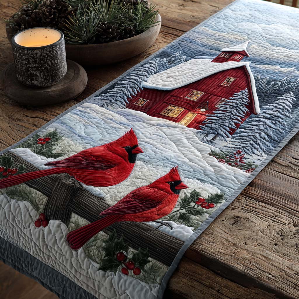 Snow Cabin Harmony Quilted Table Runner NCU0NXD809 – Quiltnest