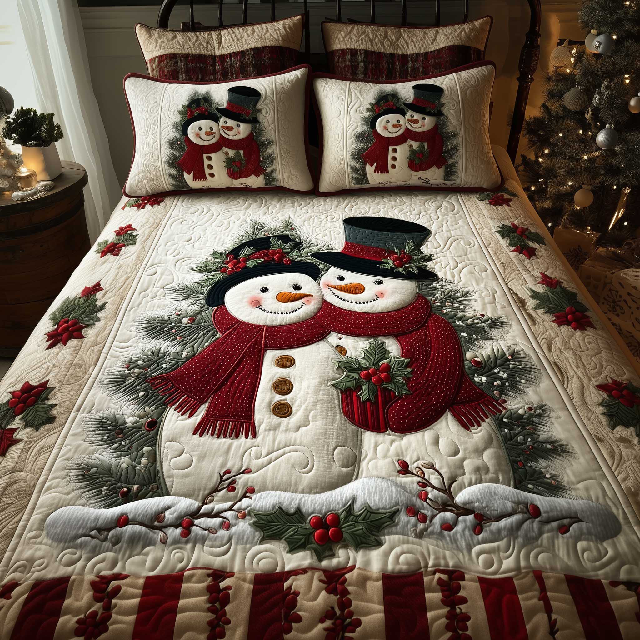 Snowman Cozy Dreams 3-Piece Quilted Bedding Set NCU0HTT145 – Quiltnest