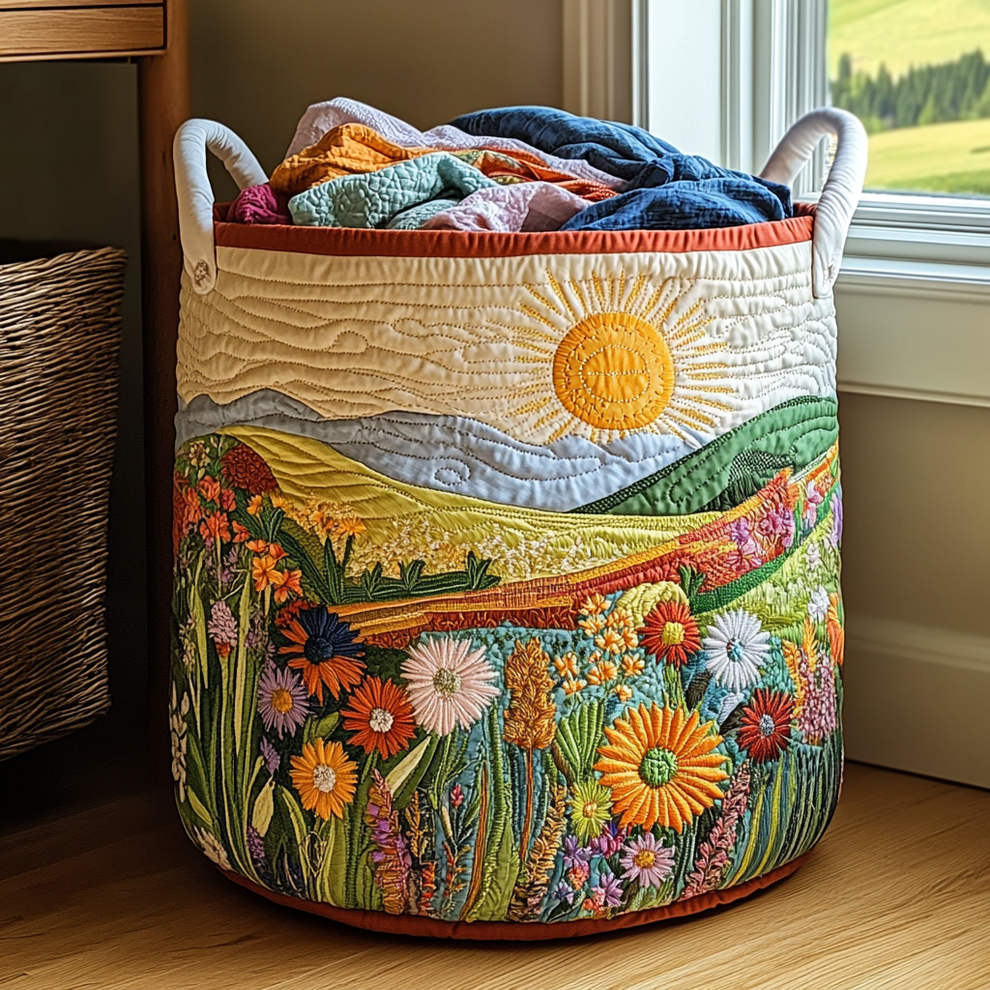 Spring Meadow Quilted Laundry Basket NCU0PVL364 – Quiltnest