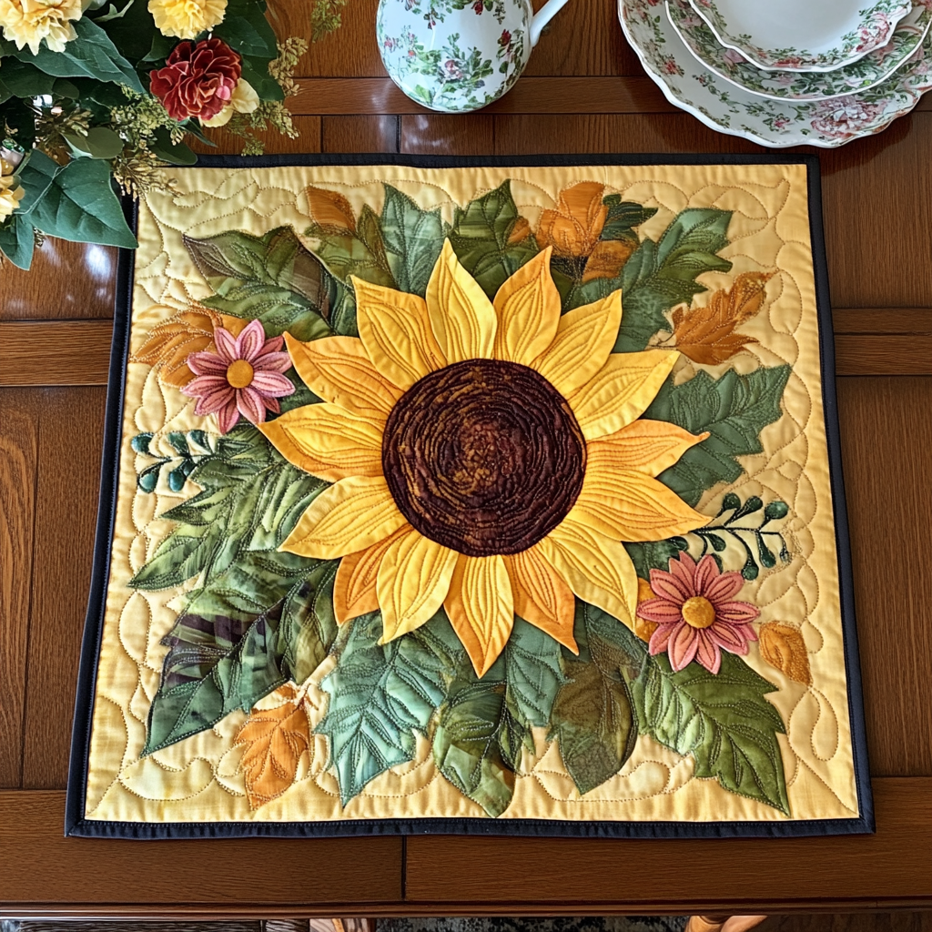 Sunflower Touch Quilted Table Topper NCU0DDK625 – Quiltnest