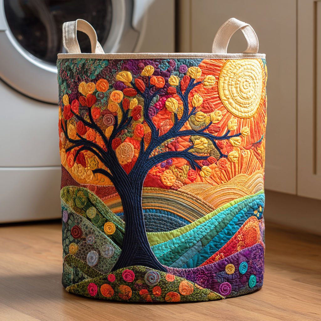 Sunlit Life Tree Quilted Laundry Basket NCU0NTD415 – Quiltnest
