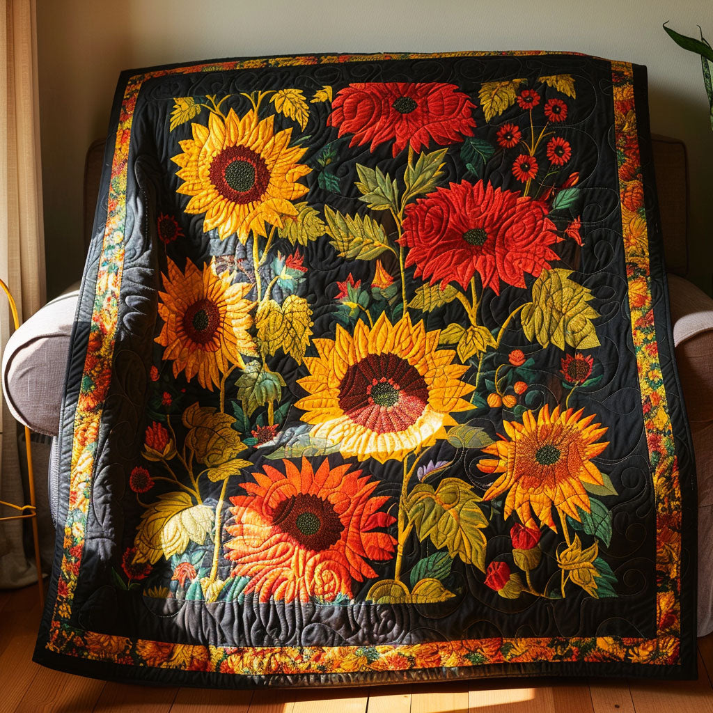 Sunray Sunflower Symphony Quilted Blanket NCU0TL455 – Quiltnest