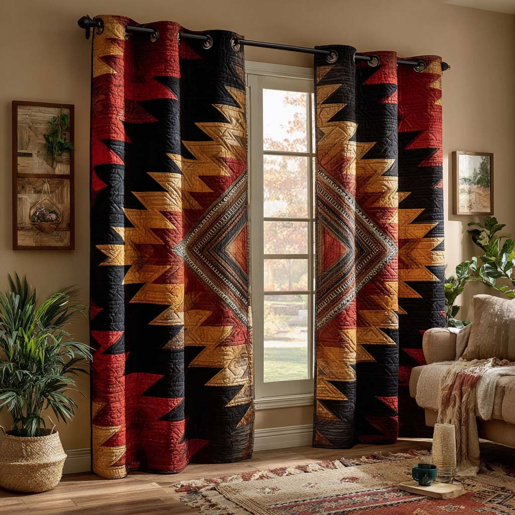 Sunset Canyon Chevron Quilted Curtains NCU0NXD1154 – Quiltnest