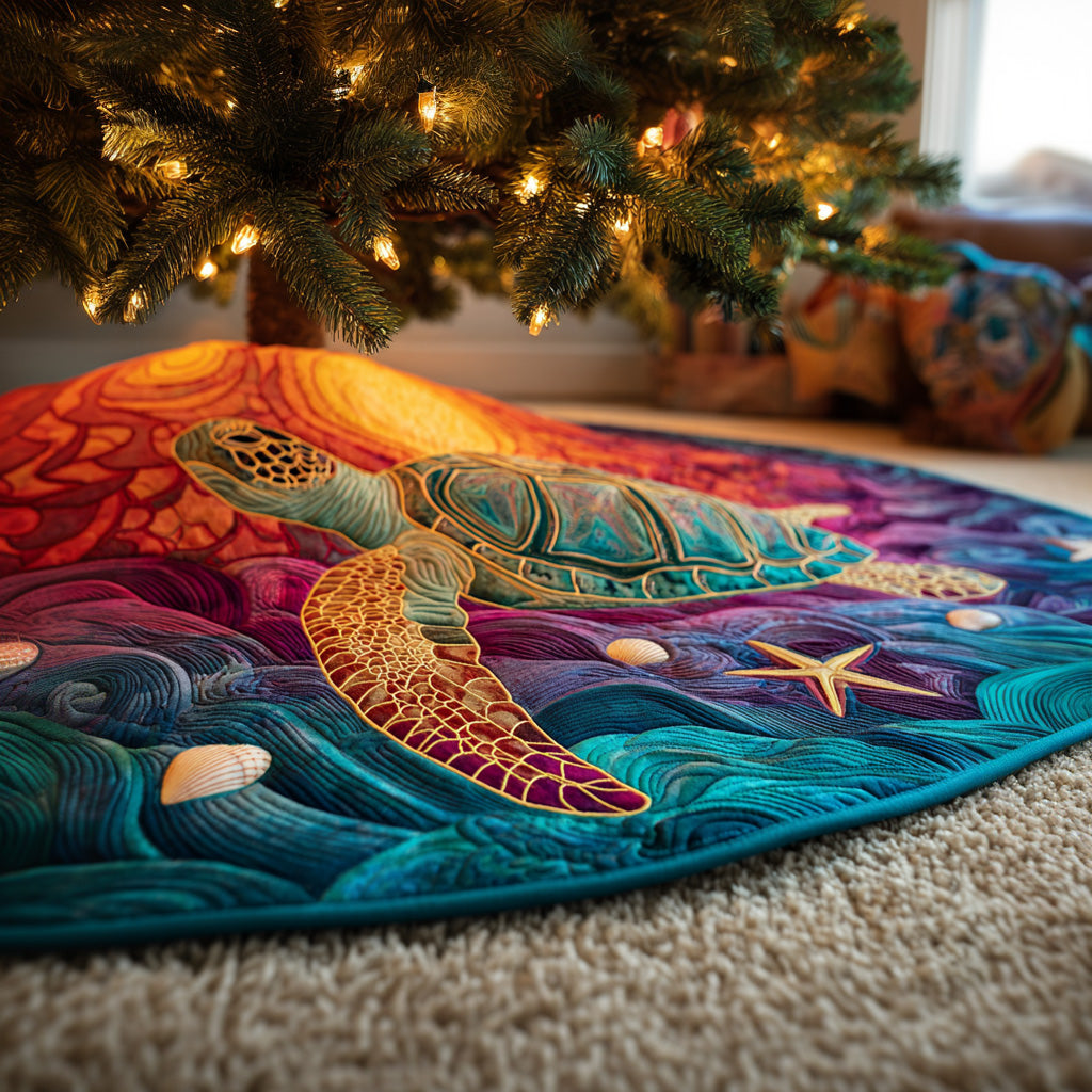 Sunset Turtle Christmas Quilted Tree Skirt NCU0PVL747 – Quiltnest