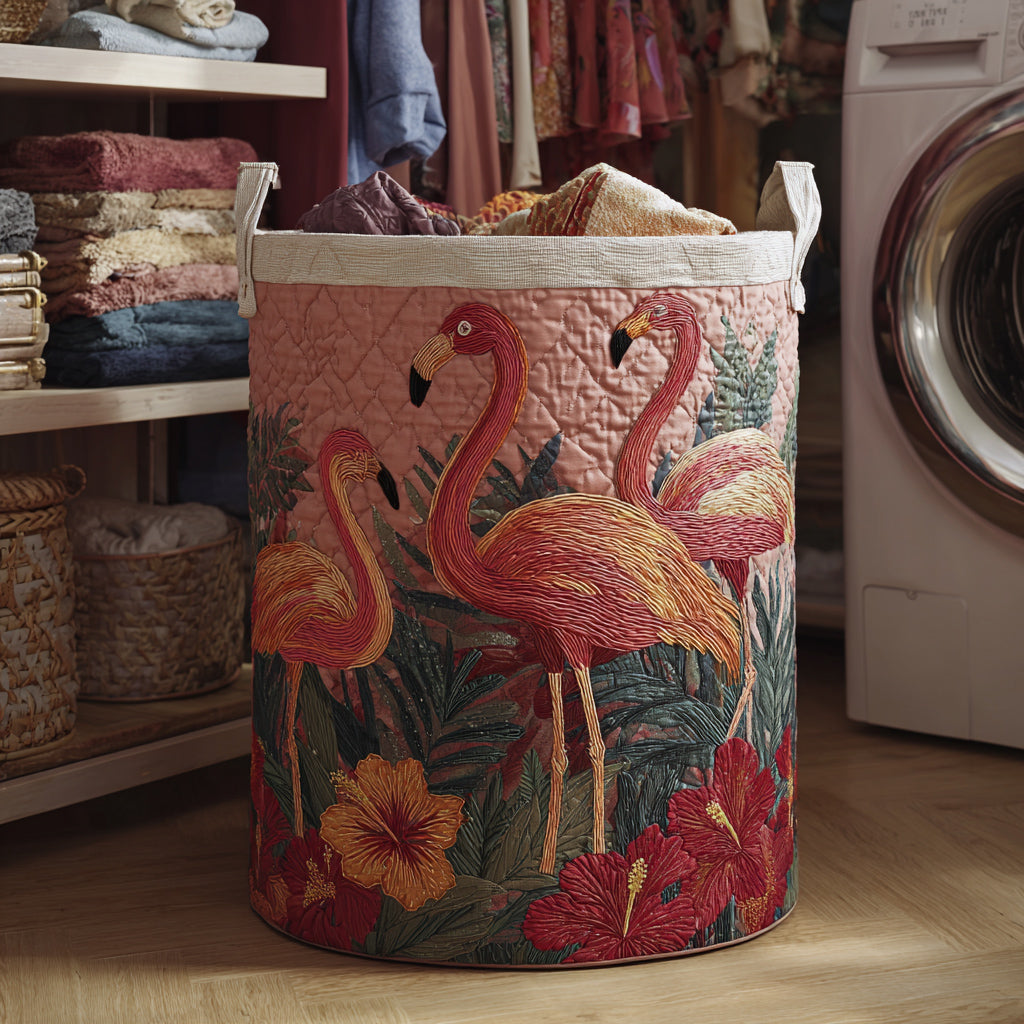 Sunshine Flamingos Quilted Laundry Basket NCU0HNH096 – Quiltnest