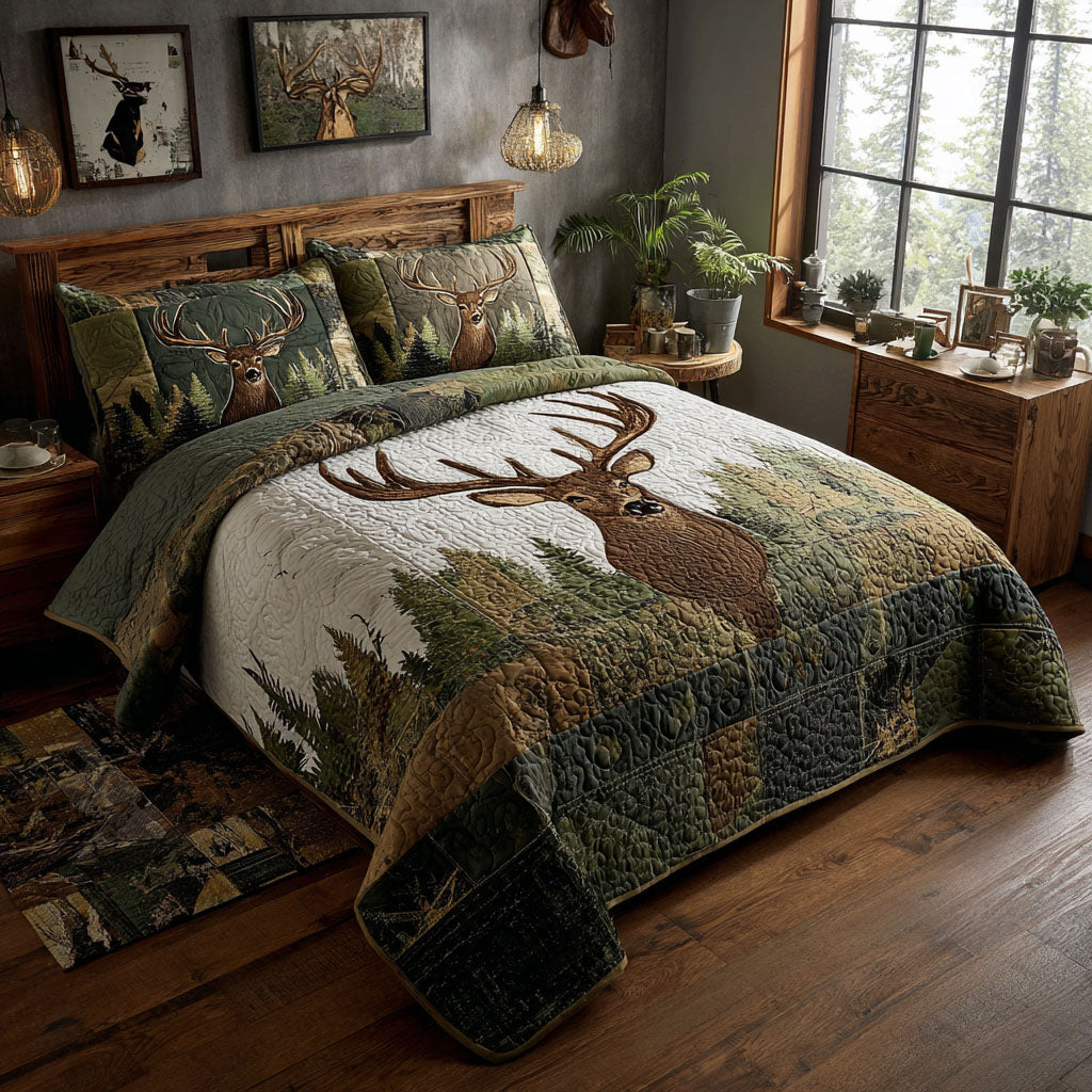 Timber Stag 3-Piece Quilted Bedding Set NCU0PTT2428 – Quiltnest