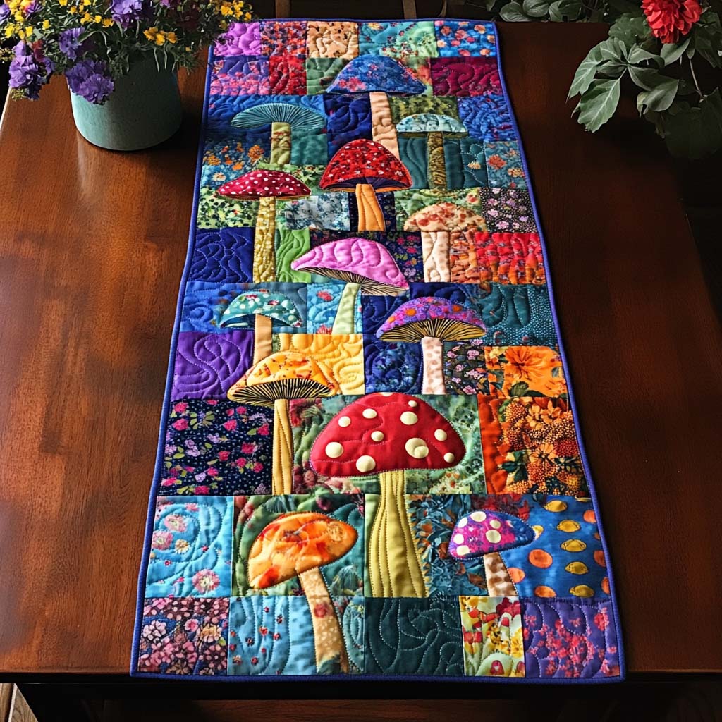 Tiny Shroom World Quilted Table Runner NCU0NNT891 – Quiltnest