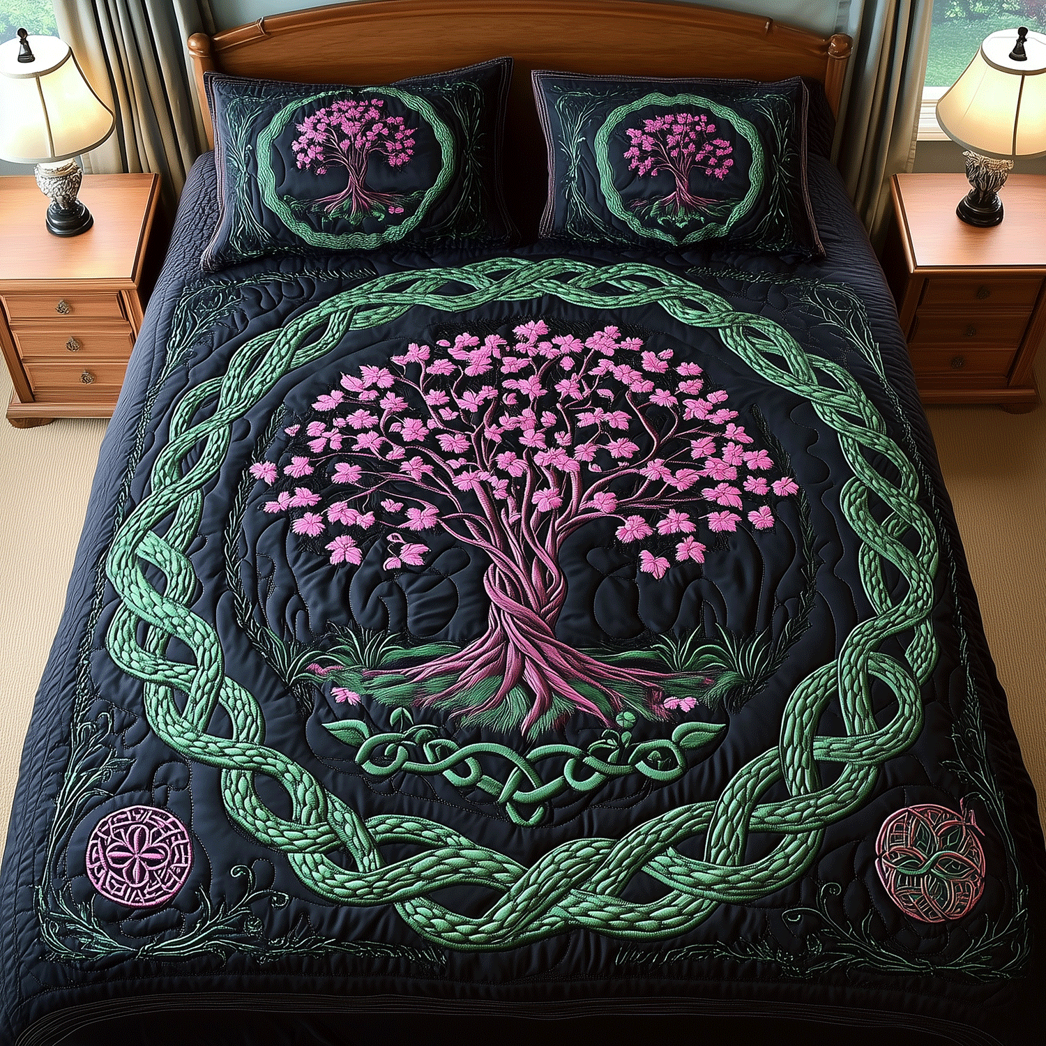 Tree of Unity 3-Piece Quilted Bedding Set NCU0TH2461 – Quiltnest
