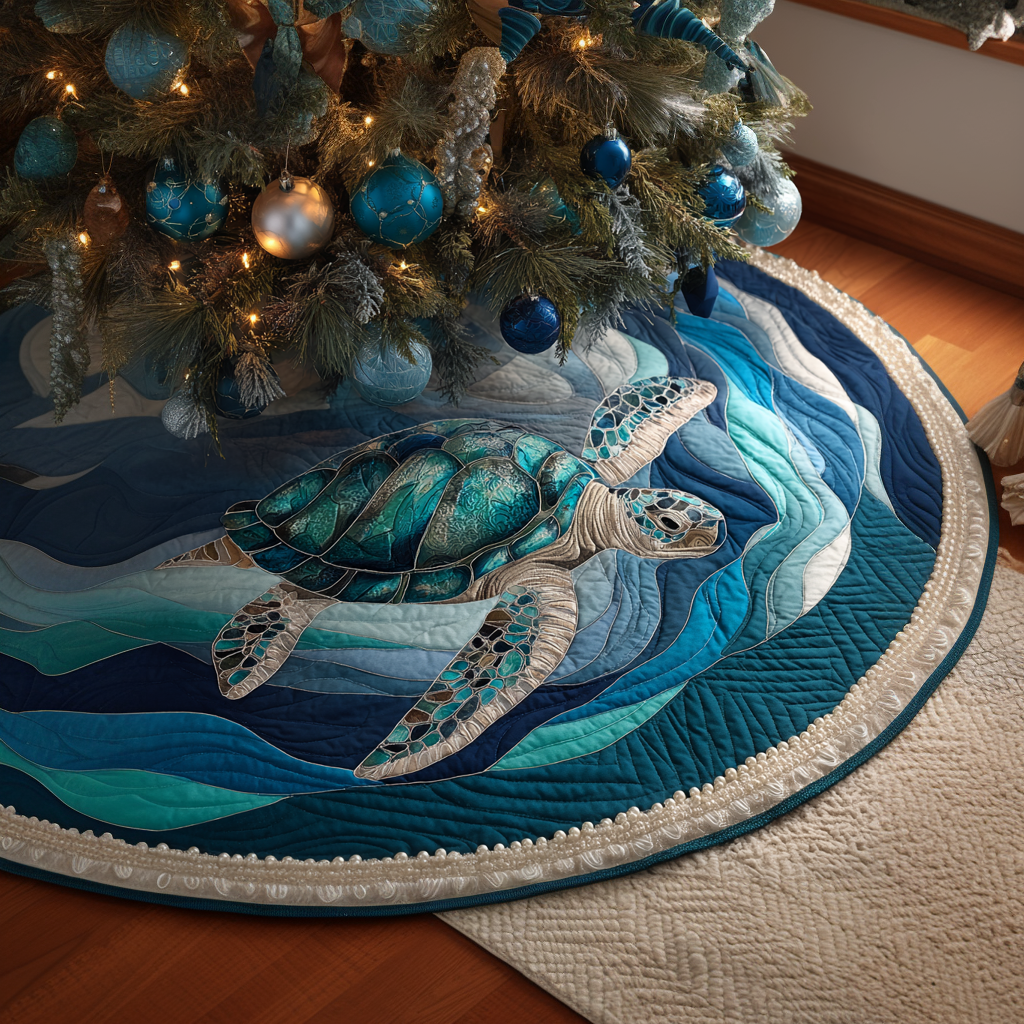 Turtle Wave Christmas Quilted Tree Skirt NCU0DDK1766 – Quiltnest