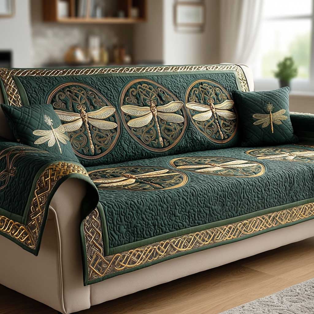 Vintage Dragonfly Quilted Sofa Cover NCU0HTT160 – Quiltnest