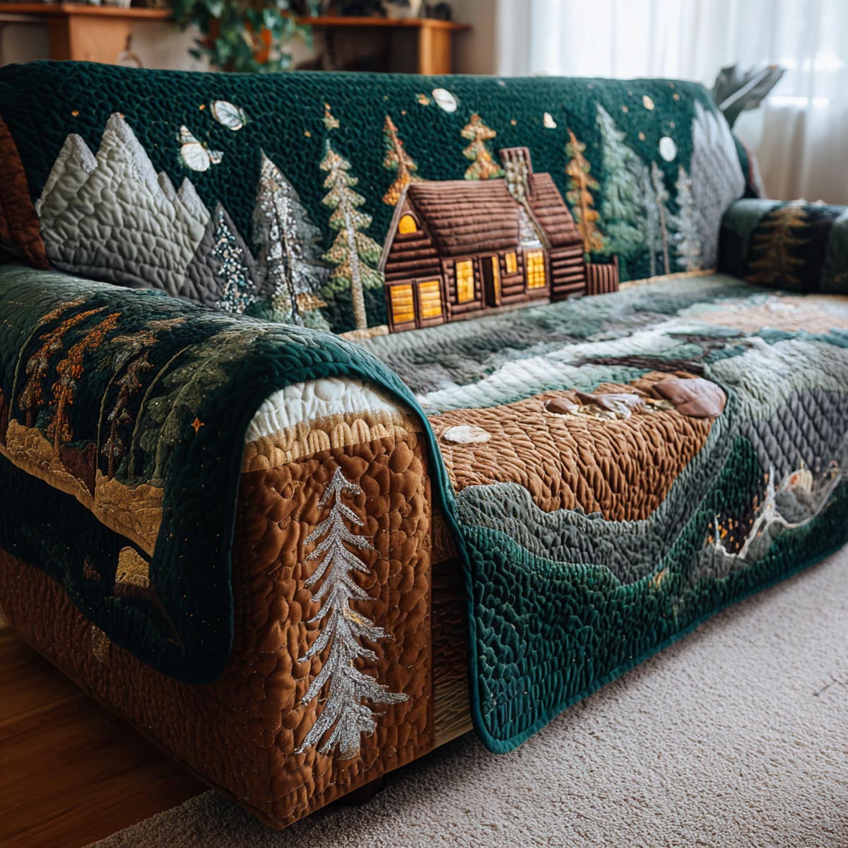 Woodland Haven Quilted Sofa Cover NCU0DV1864 – Quiltnest
