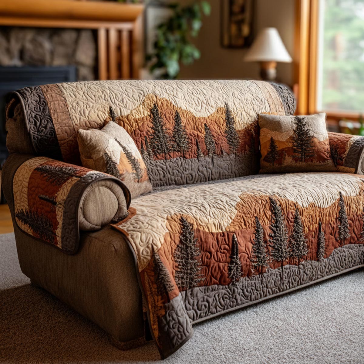 Woodland Whisper Quilted Sofa Cover NCU0DV1779 – Quiltnest